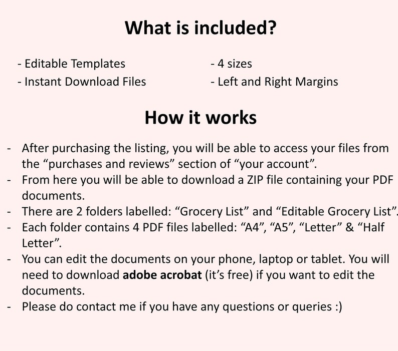 Editable Grocery Printable - Grocery Planner - Grocery Checklist - Food ...