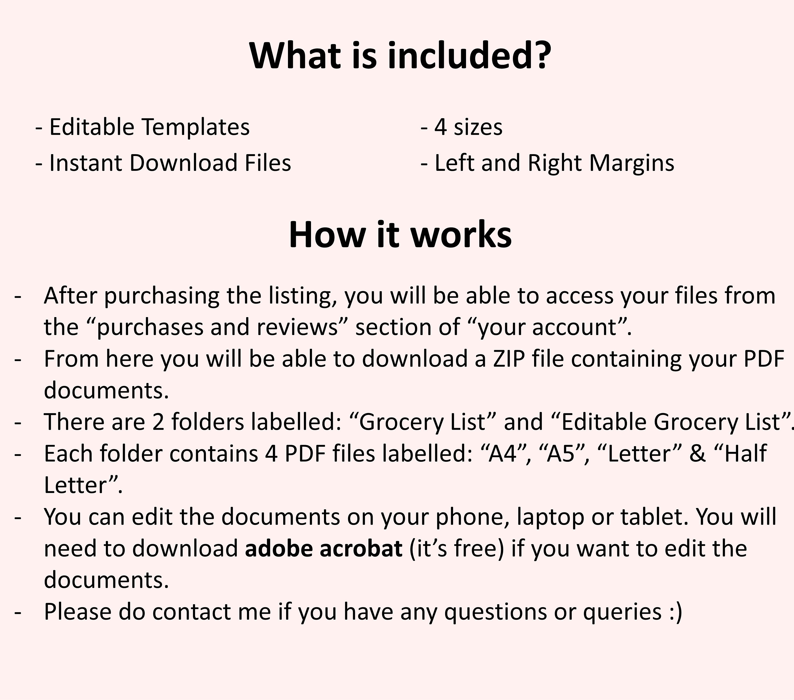 Editable Grocery Printable - Grocery Planner - Grocery Checklist - Food ...