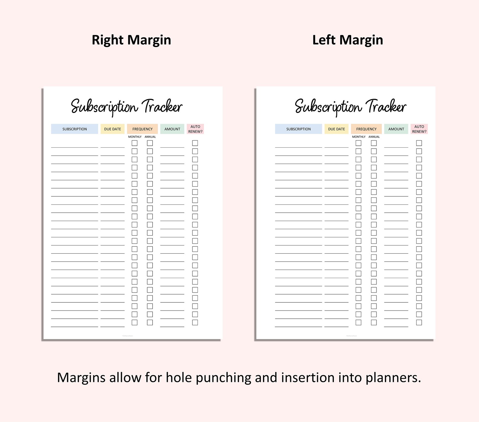 Editable Subscription Tracker Printable Subscription Log Subscription ...