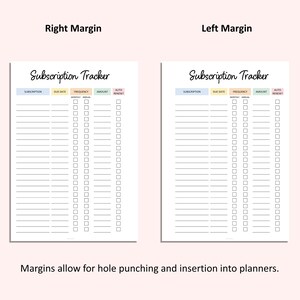 Editable Subscription Tracker Printable Subscription Log Subscription ...
