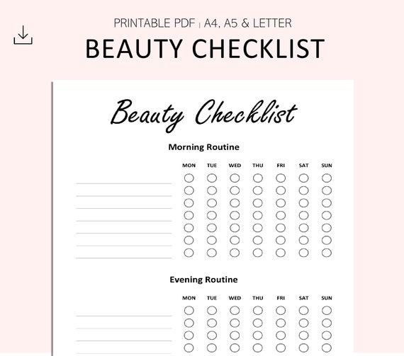 Checklist Printable Beauty Routine