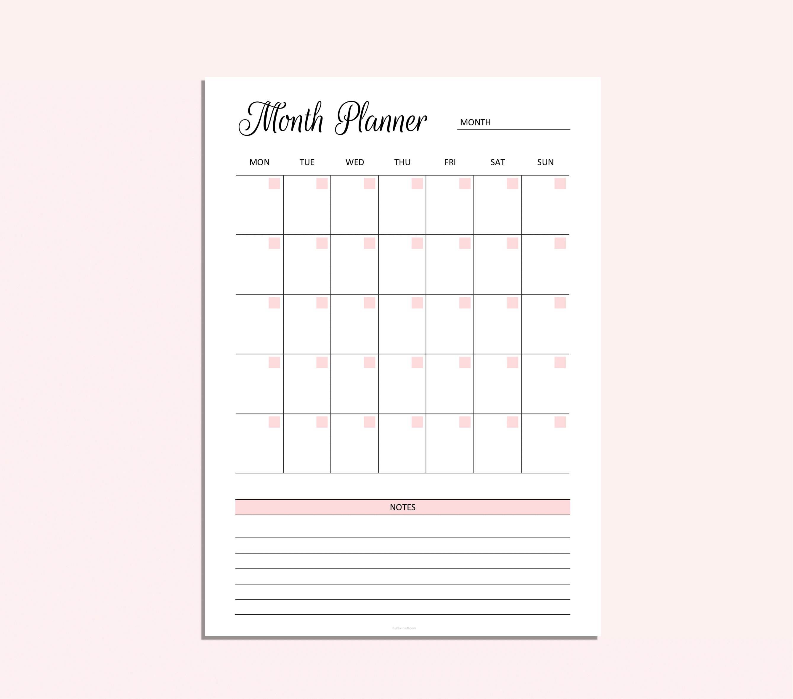 Month Planner PDF A4 A5 LETTER - Etsy