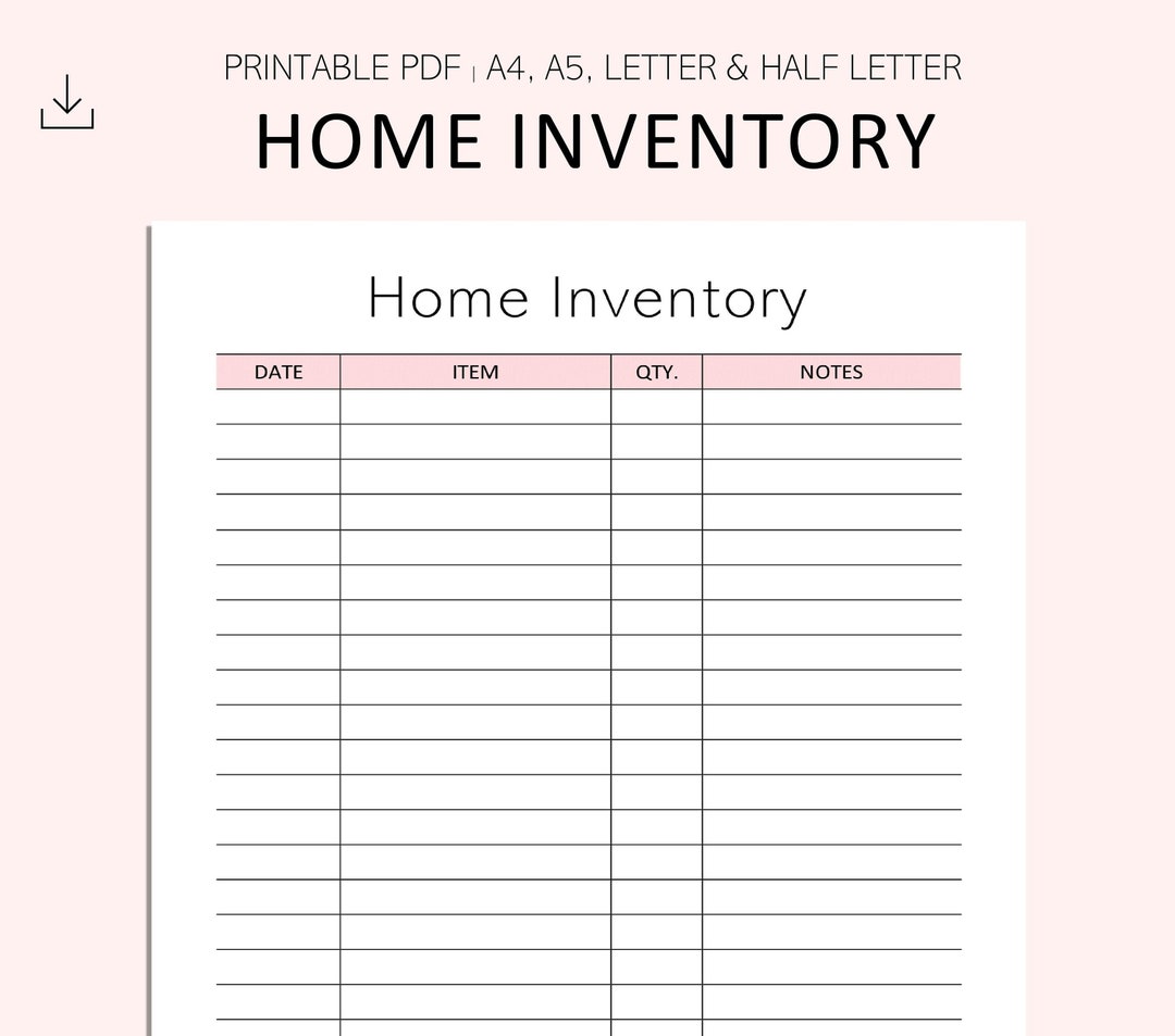 Home Inventory Printable Home Organisation Printable Home - Etsy UK
