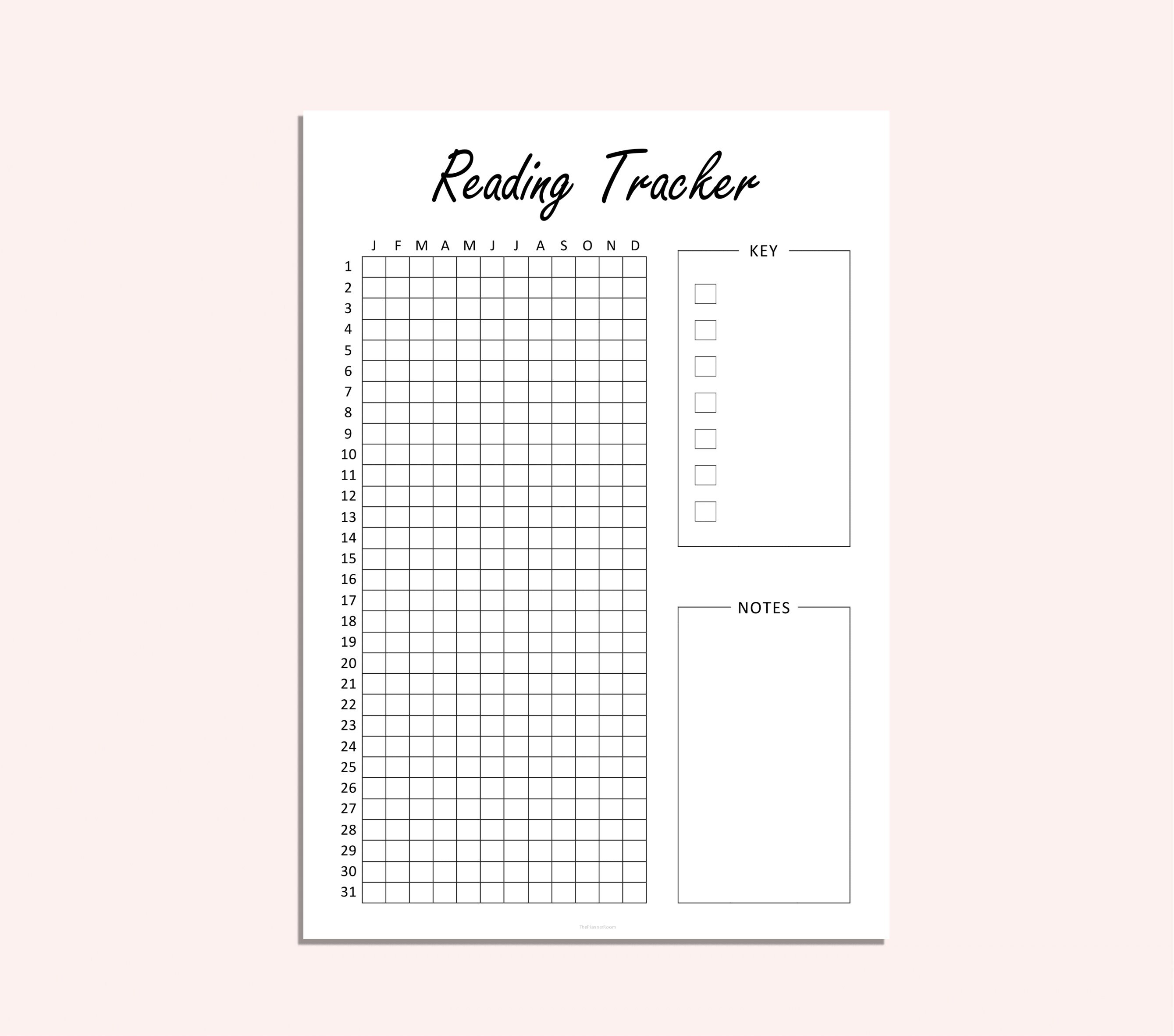 Reading Tracker One Year on A Page Yearly Reading Tracker Year in ...