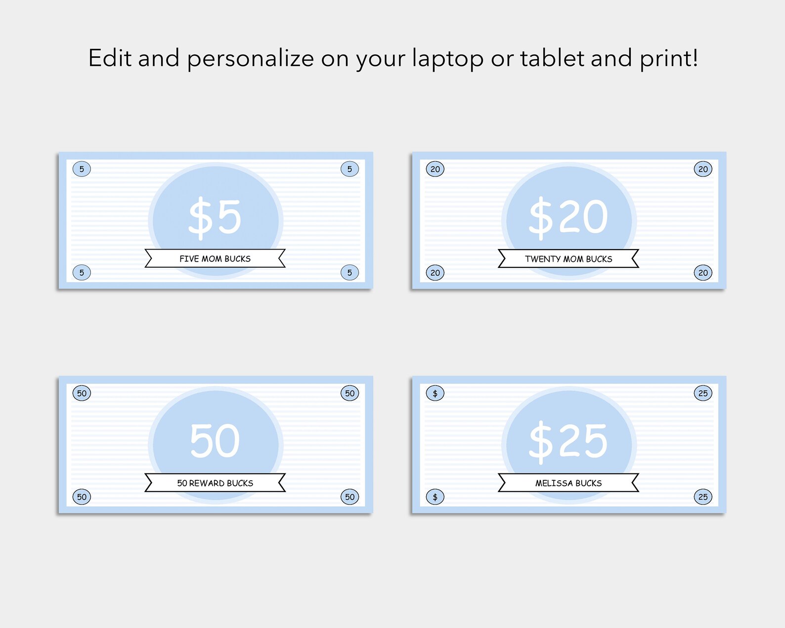 Editable Mom Reward System - Mom Bucks - How to Earn - Mom Money - Kid ...