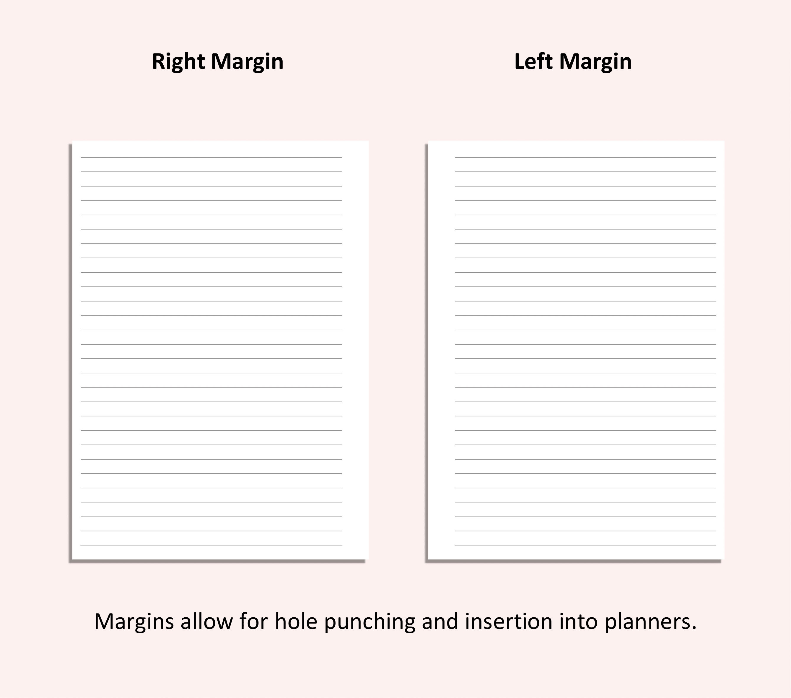 Printable Lined Page Lined Sheets Printable Lined Notes | Etsy