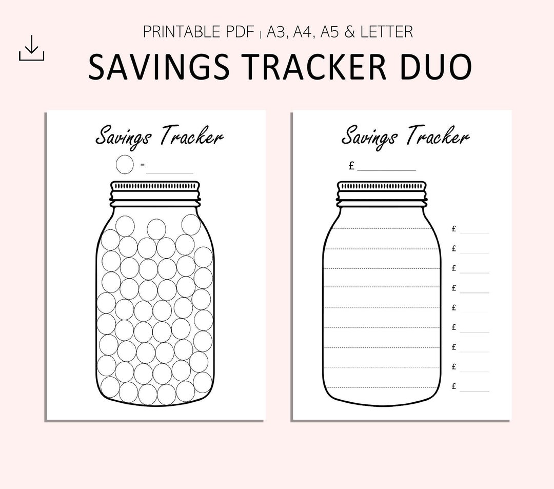 Savings Tracker Jar Savings Tracker Goal Tracker Savings Challenge ...
