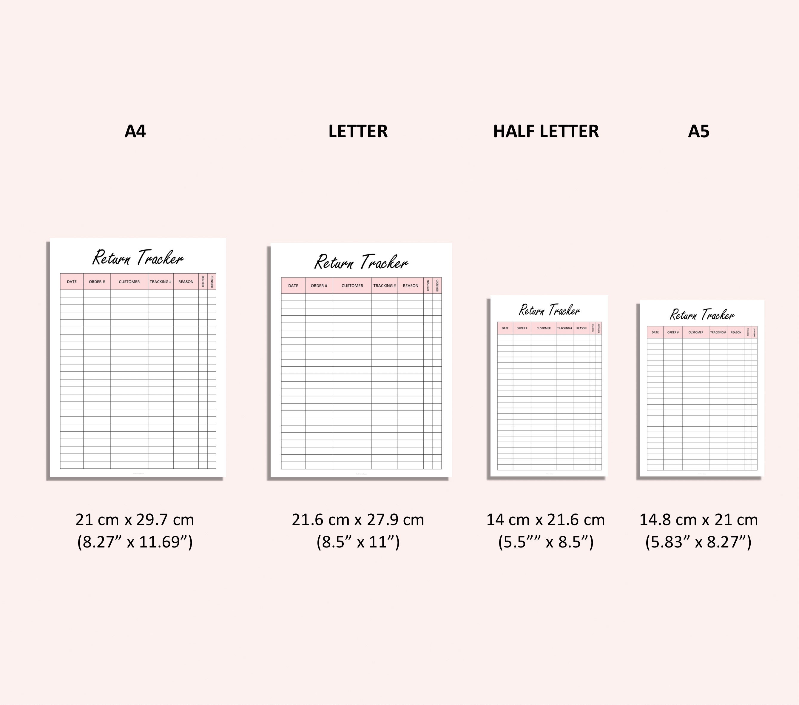 Return Tracker Printable Refund Tracker Store Sale Log - Etsy