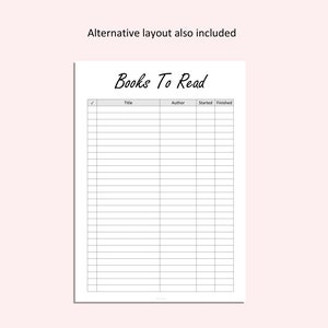 Books to Read List - Book Reading Tracker Printable - Book List ...