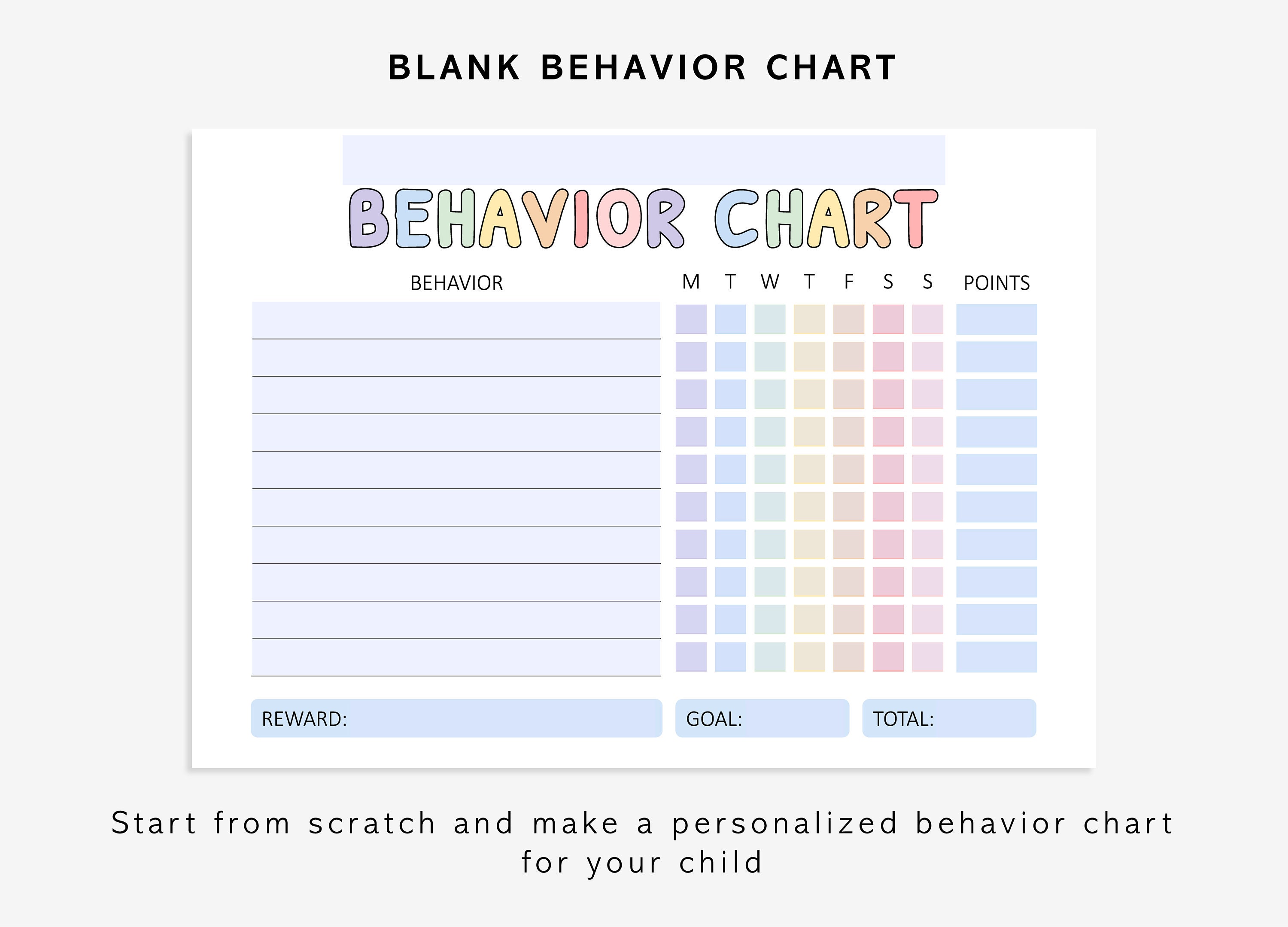 Behavior Chart - Children Behavior Tracker - Children Behavior Points ...