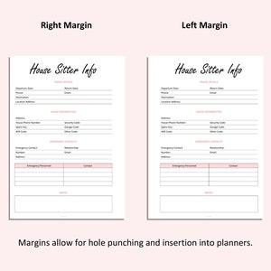 House Sitter Info Printables House Sitter Planner Set House Sitter ...