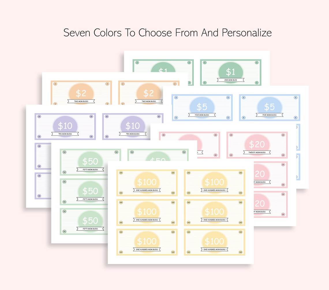 Editable Mom Bucks Behavior Bucks Childrens Reward System Mom Money Kid ...