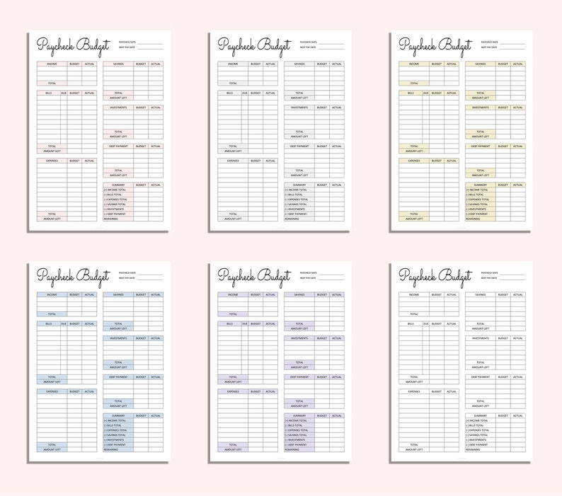 Paycheck Budget Printable Budget Planner Budget Overview - Etsy