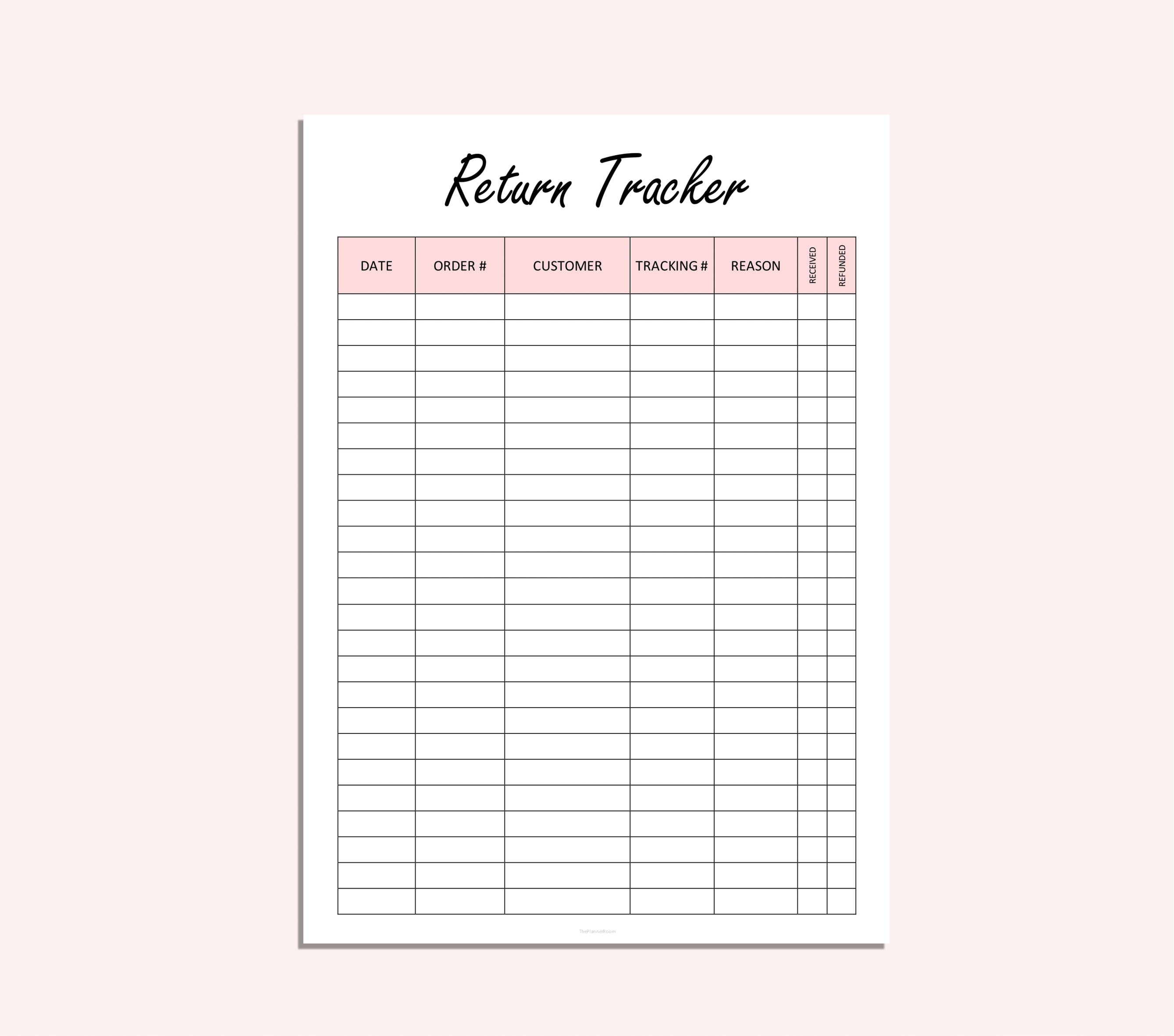 Return Tracker Printable Refund Tracker Store Sale Log - Etsy
