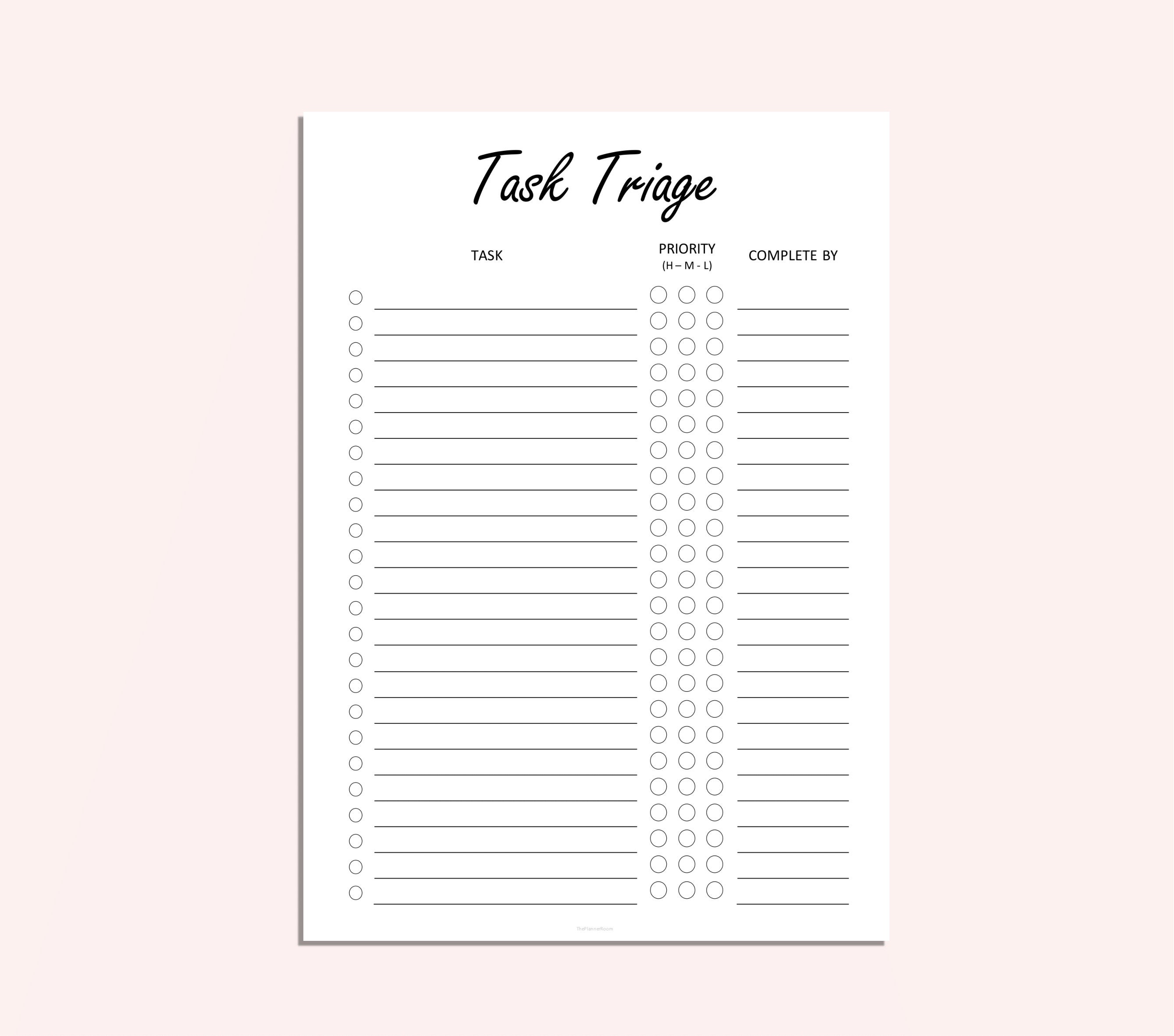 Task Triage Task Priority Printable Brain Dump Pdf A4 Etsy