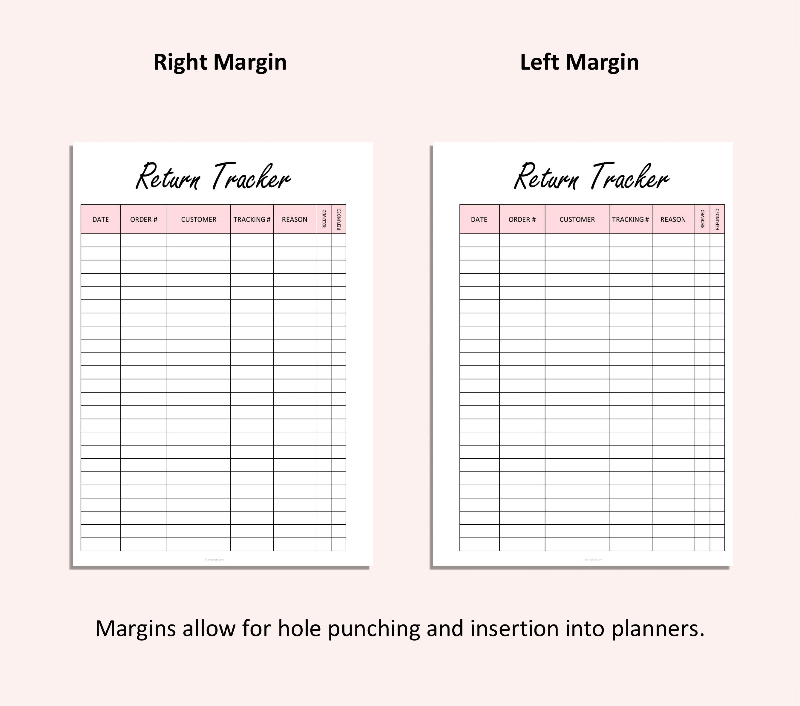 Return Tracker Printable Refund Tracker Store Sale Log - Etsy