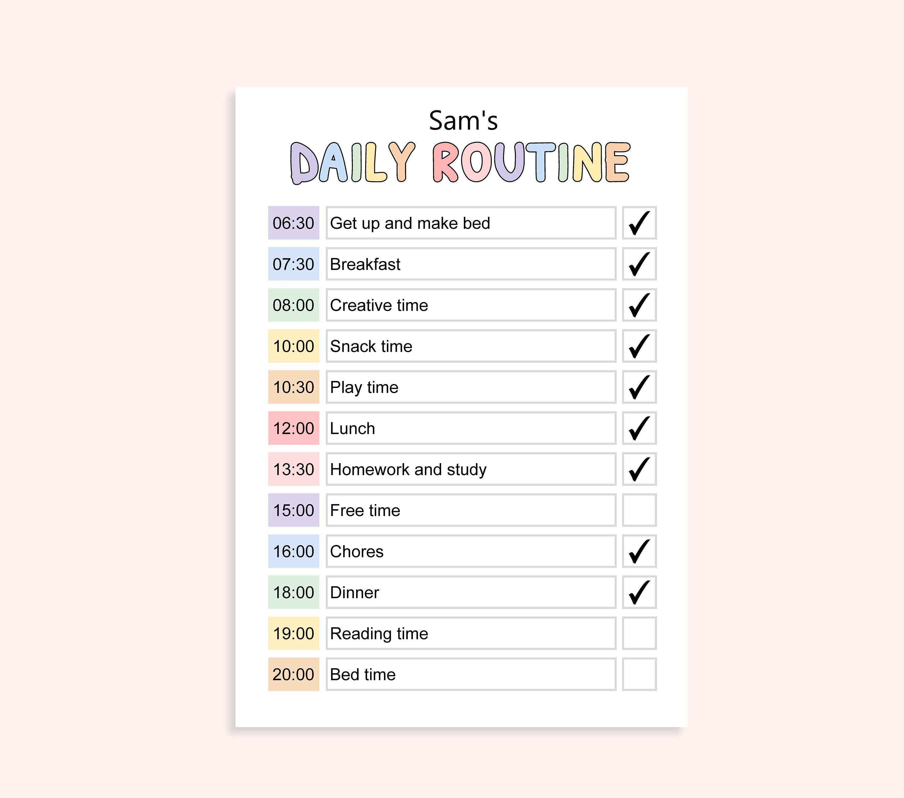 Editable Childrens Daily Schedule Childrens Day Planner - Etsy