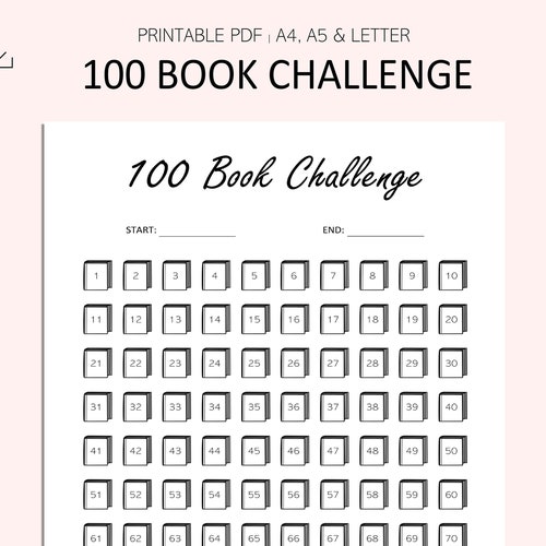 100 Books Challenge Printable Reading Log Book Tracker - Etsy