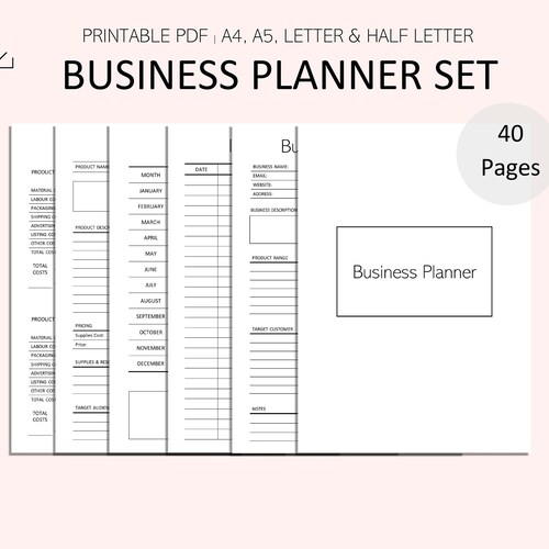 Business Planner Printable Set PDF A4 A5 LETTER - Etsy