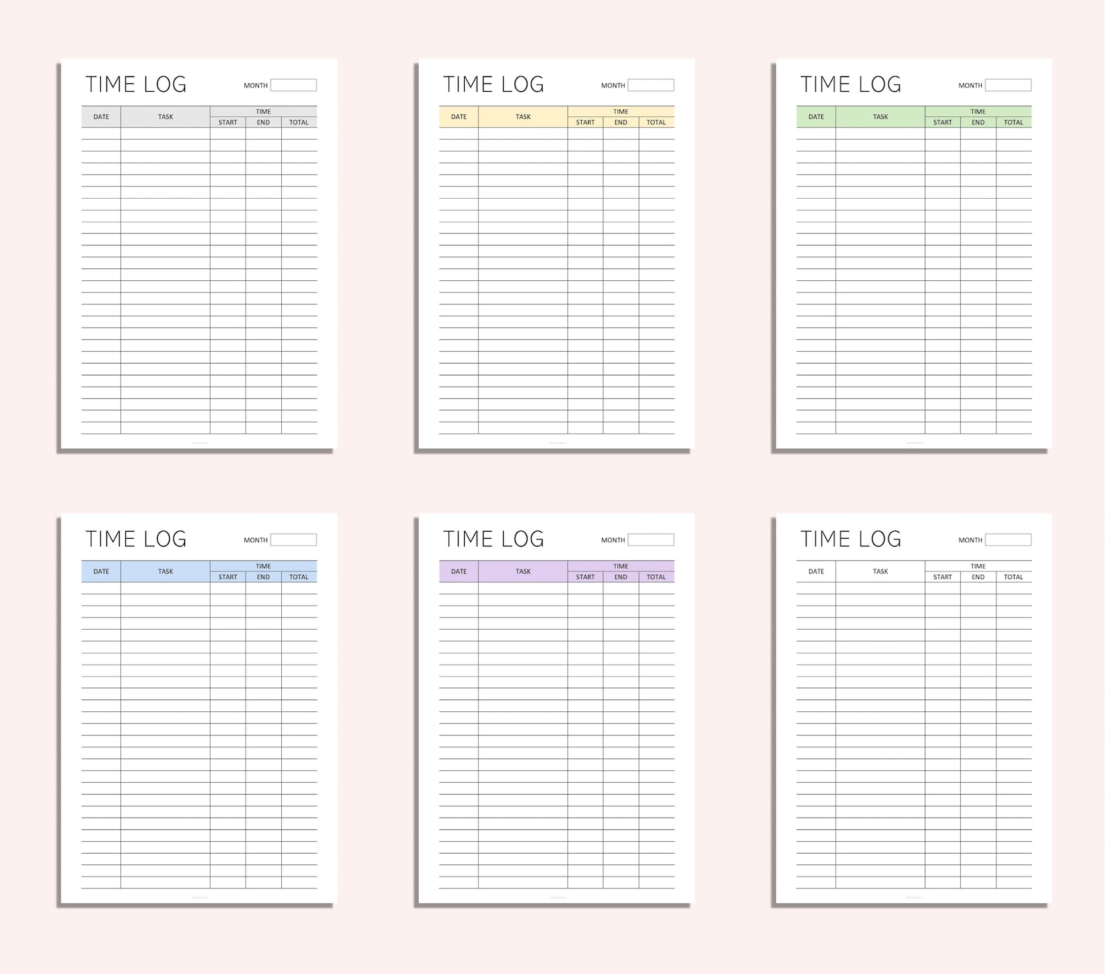 Time Log Printable - Task Tracker - Timesheet Printable - Project Time ...