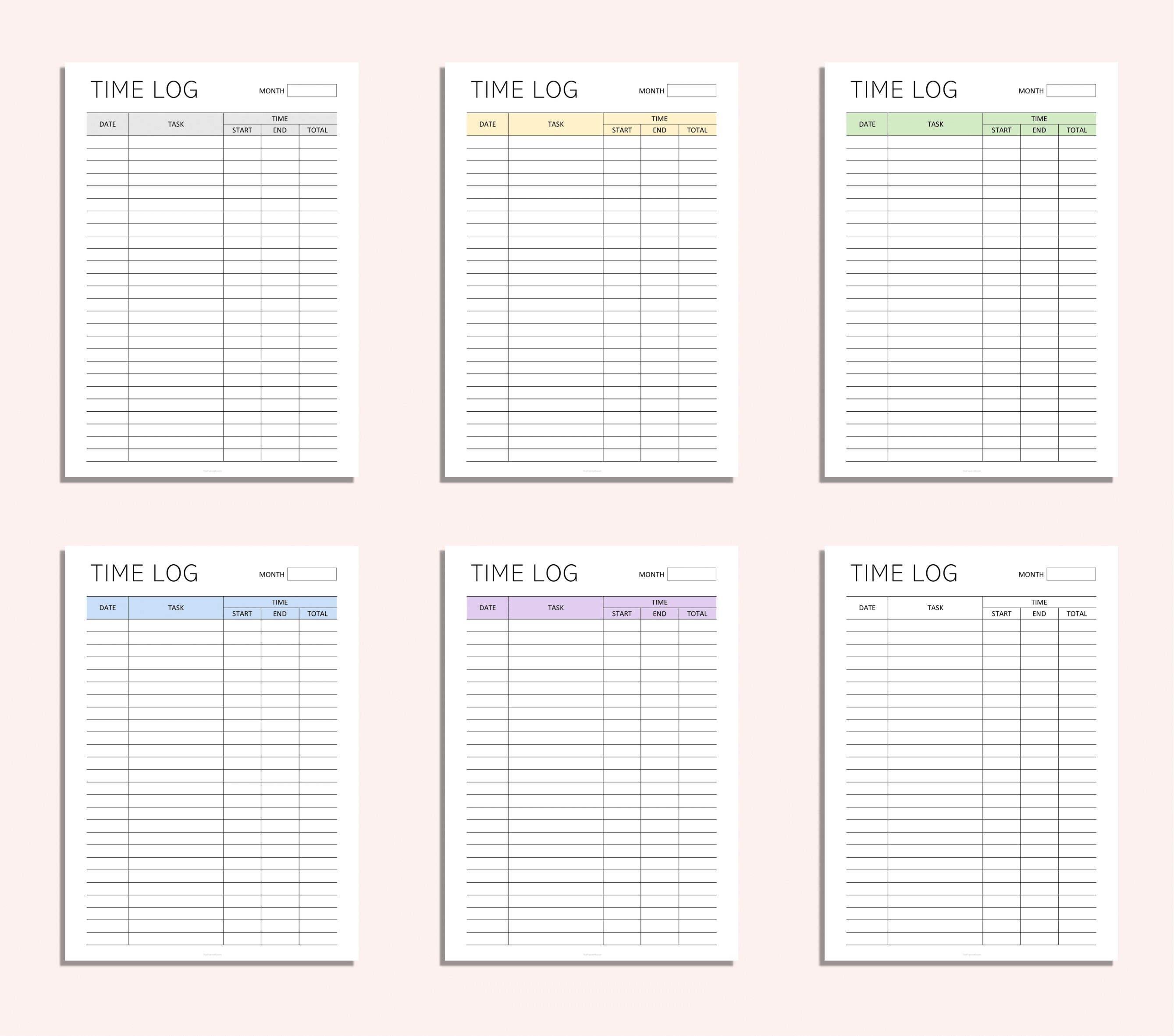 Time Log Printable - Task Tracker - Timesheet Printable - Project Time ...