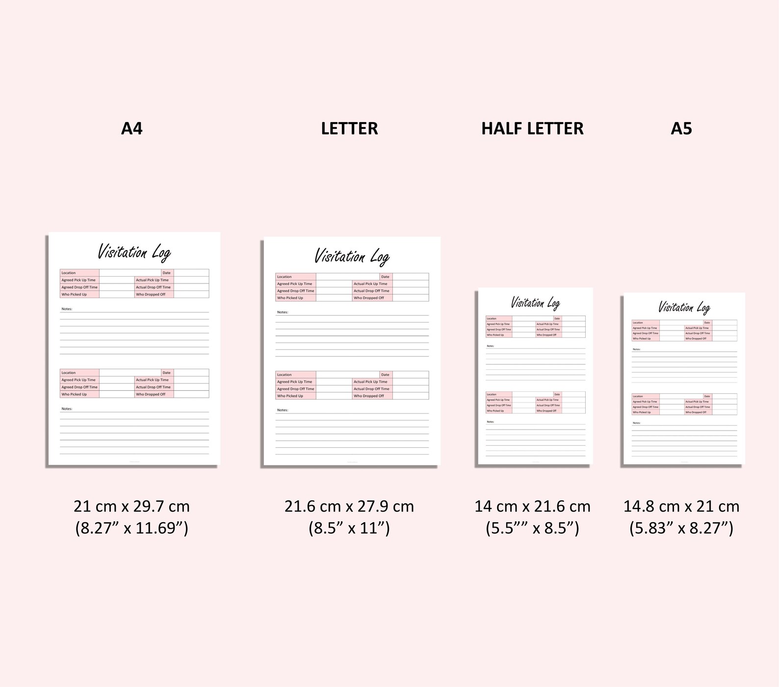 Visitation Log Printable - Child Care Log - Child Visits Tracker ...