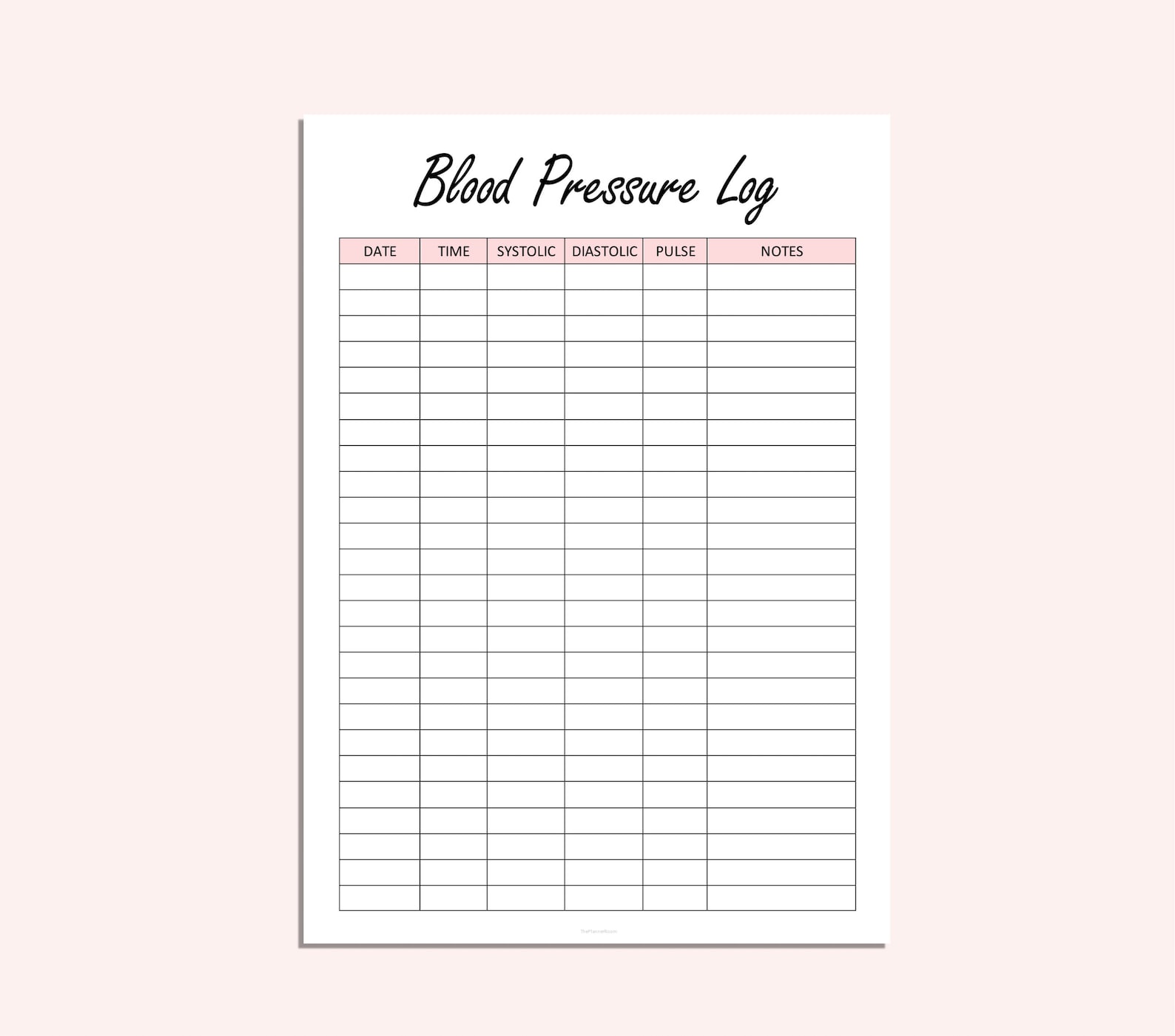 Blood Pressure Log Printable - High Blood Pressure Tracker ...