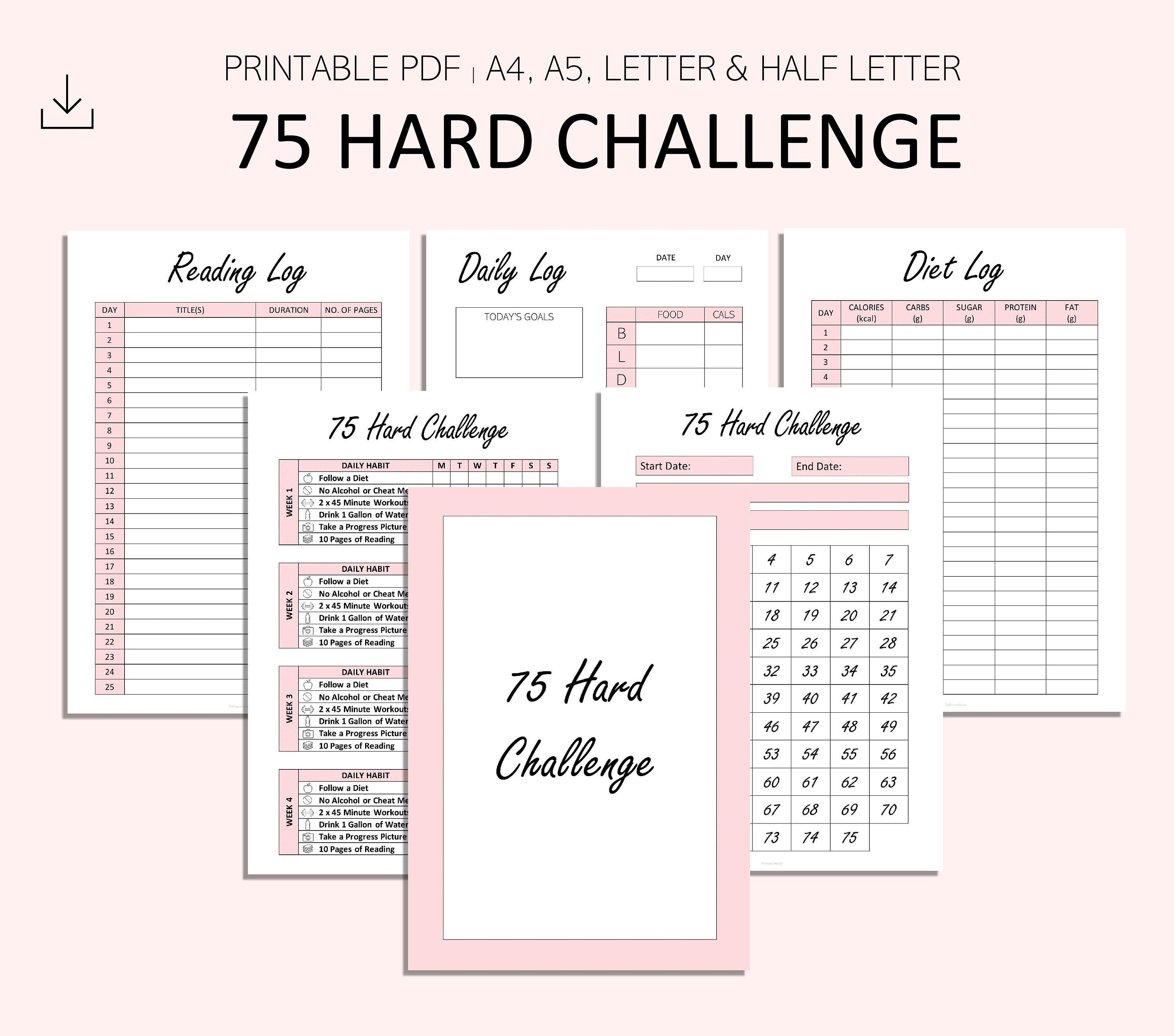 Printable 75 Hard Challenge Tracker - Printable Calendar