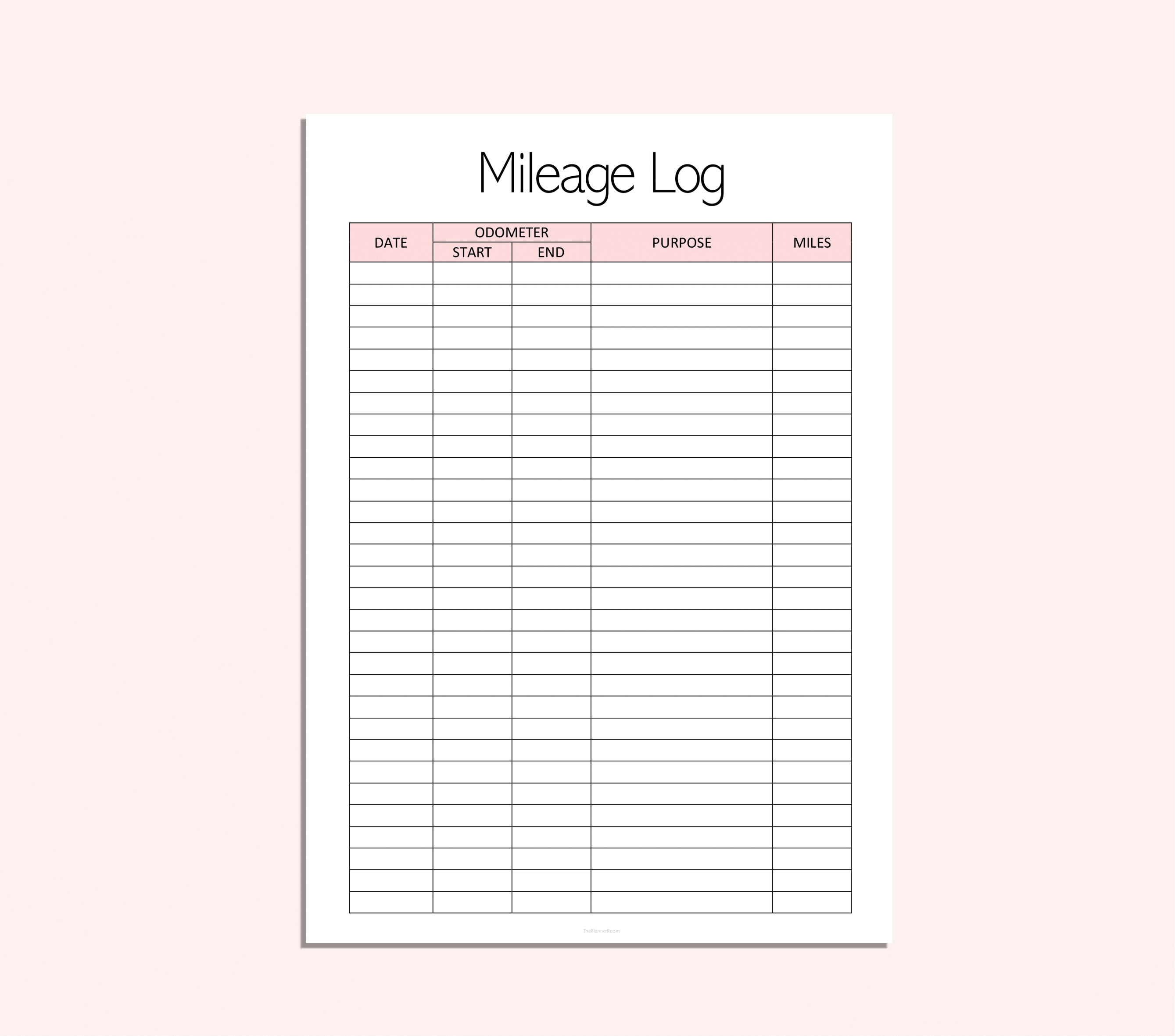 Mileage Chart Template