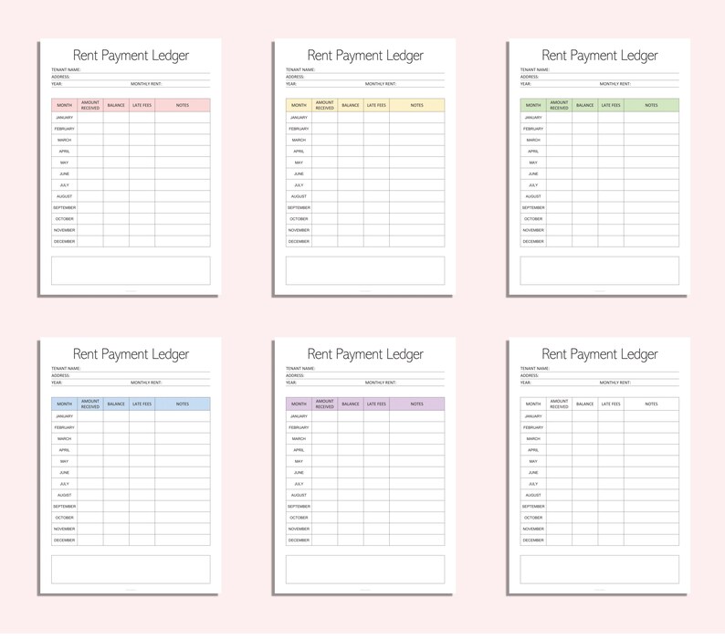 Editable Rent Payment Ledger Printable - Tenant Payment Tracker - Rent Payment Log - PDF - A4 ...