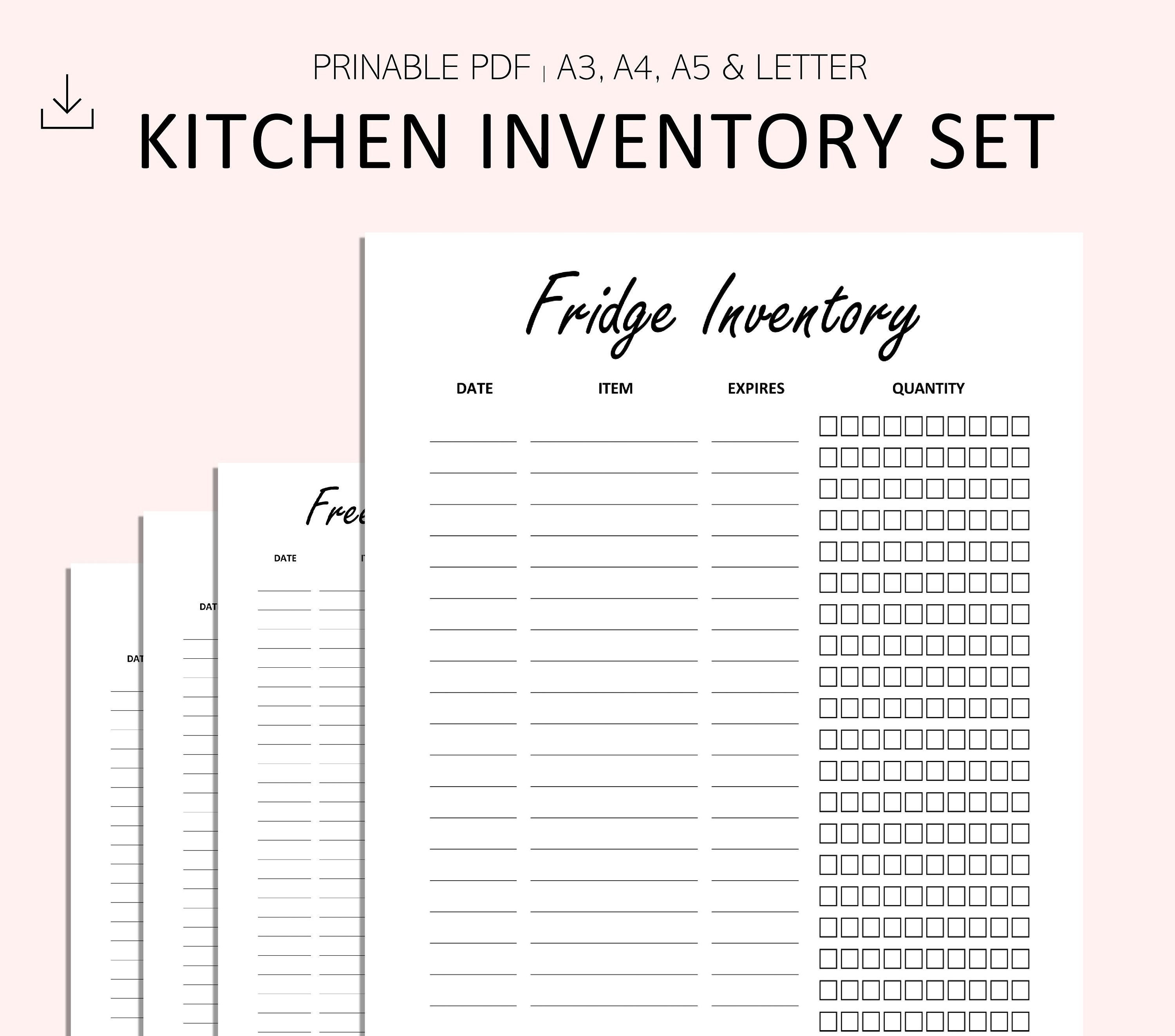 Kitchen Inventory Printable Set Fridge Inventory Freezer - Etsy