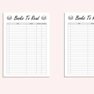Books to Read List - Book Reading Tracker Printable - Book List ...