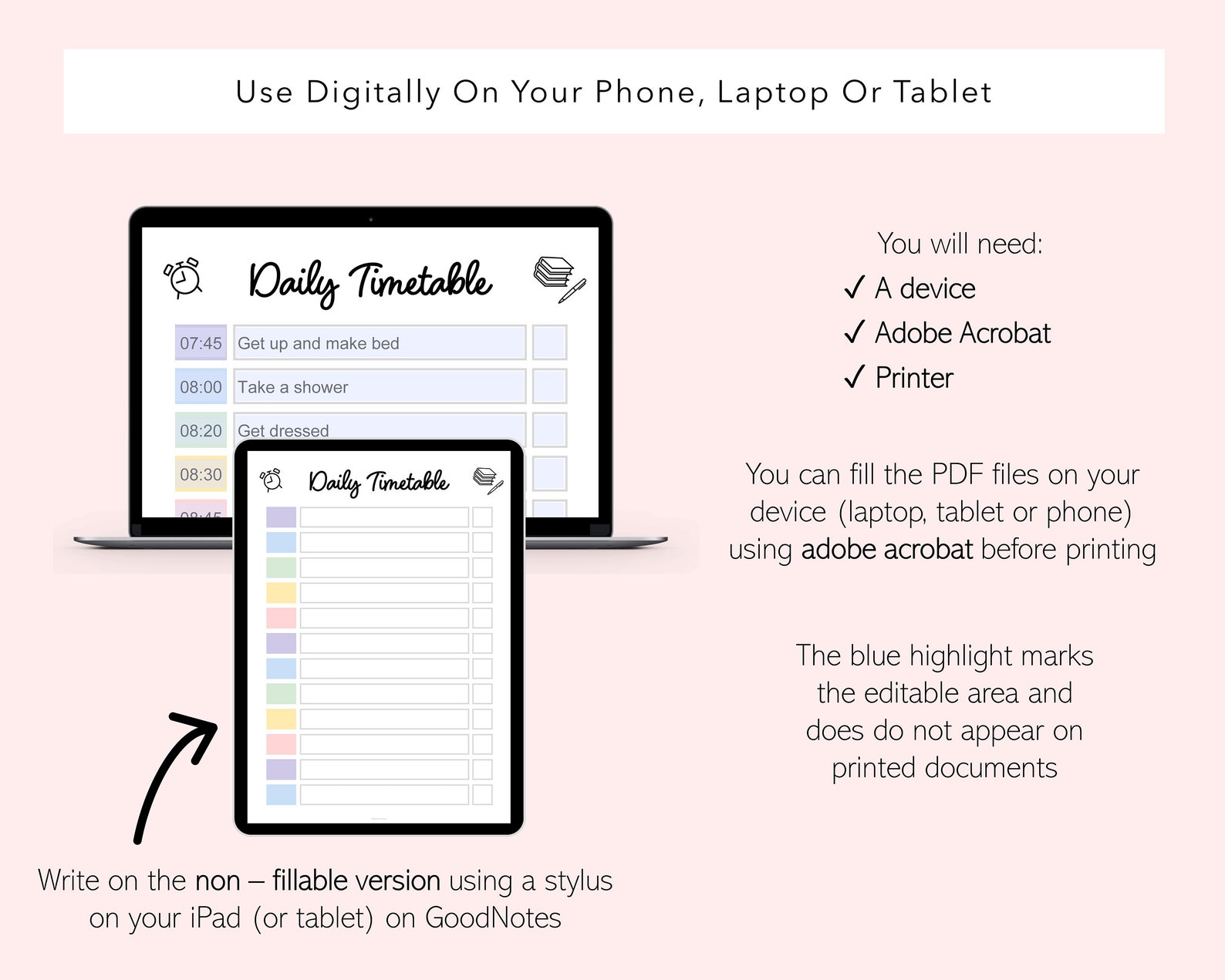 Editable Daily Timetable Printable Homeschool Schedule - Etsy