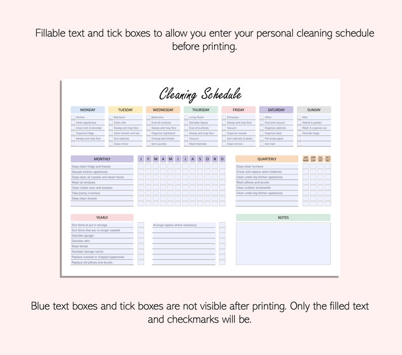 Editable Cleaning Schedule Cleaning Planner Printable - Etsy