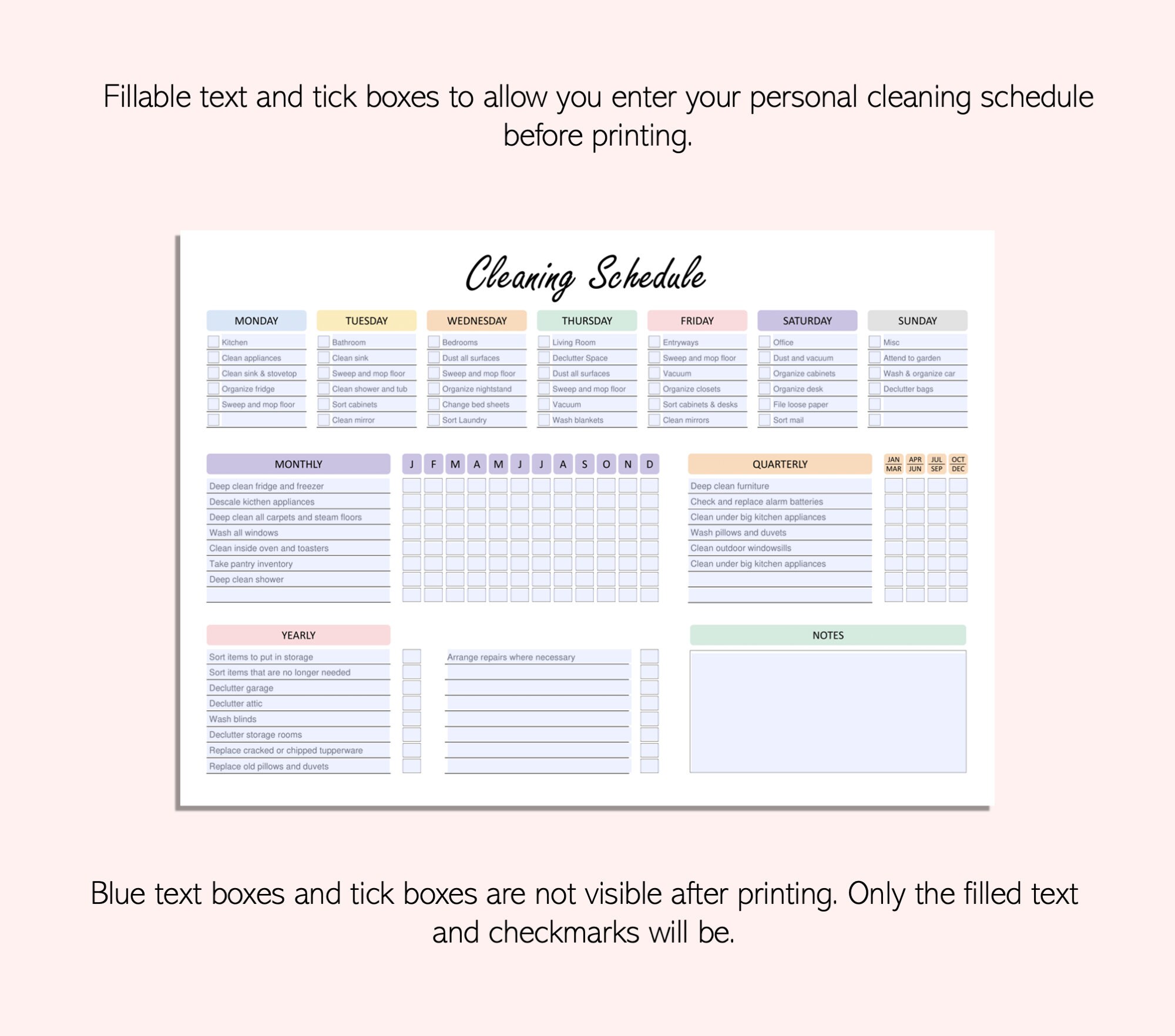 Editable Cleaning Schedule Cleaning Planner Printable - Etsy