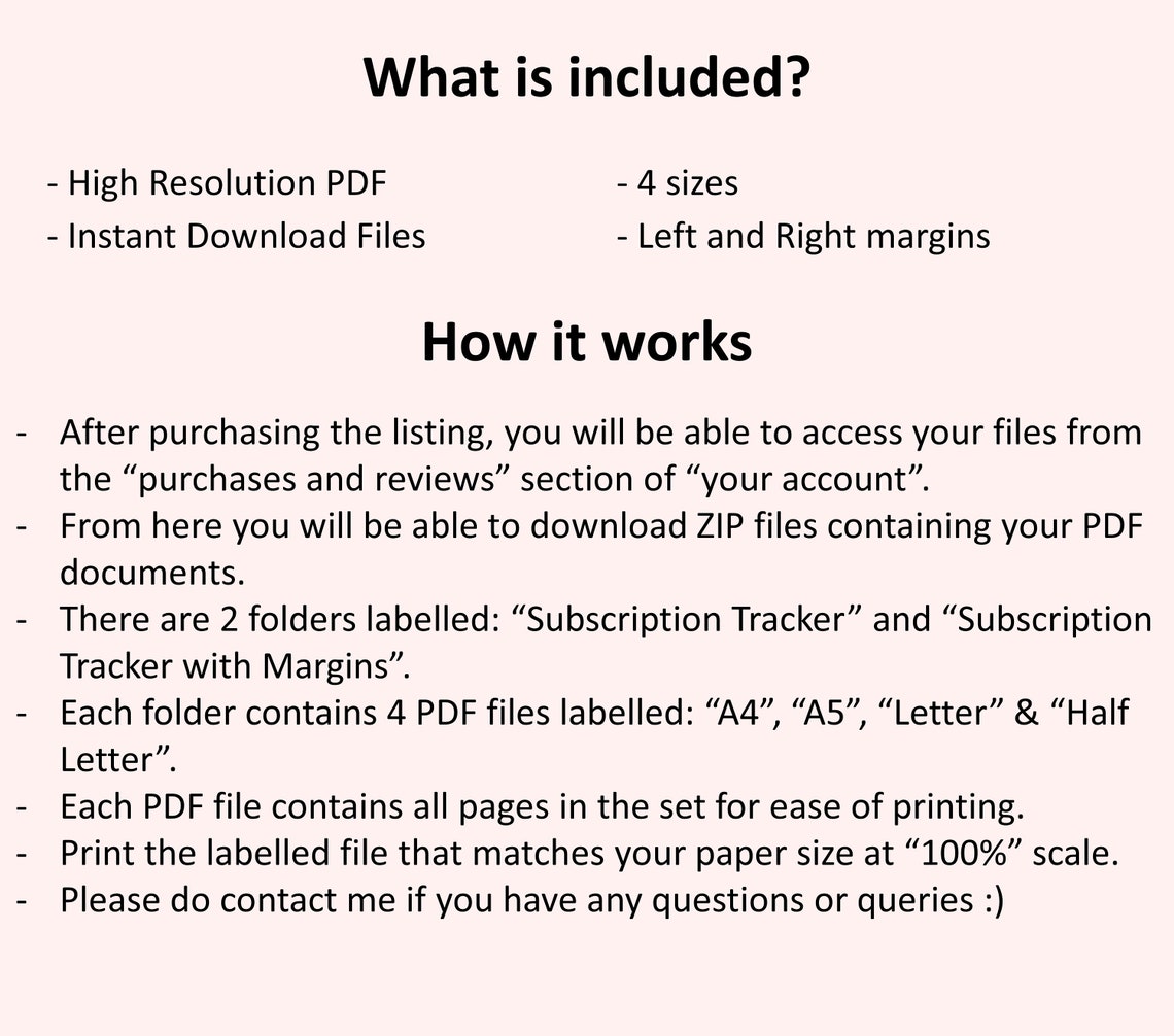 Editable Subscription Tracker Printable Subscription Log Subscription ...
