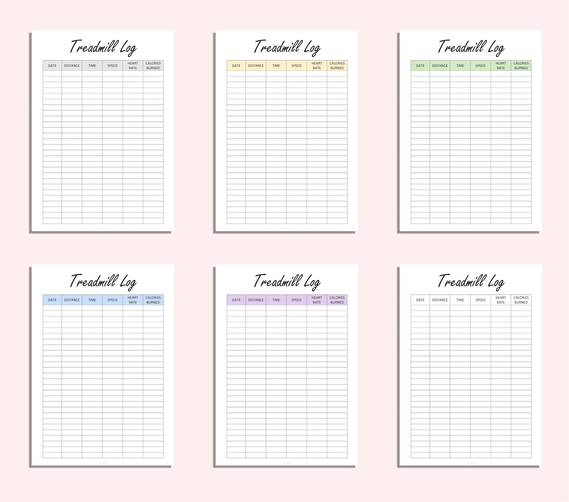 Treadmill Log Gym Tracker Printable Jogging Log Exercise | Etsy