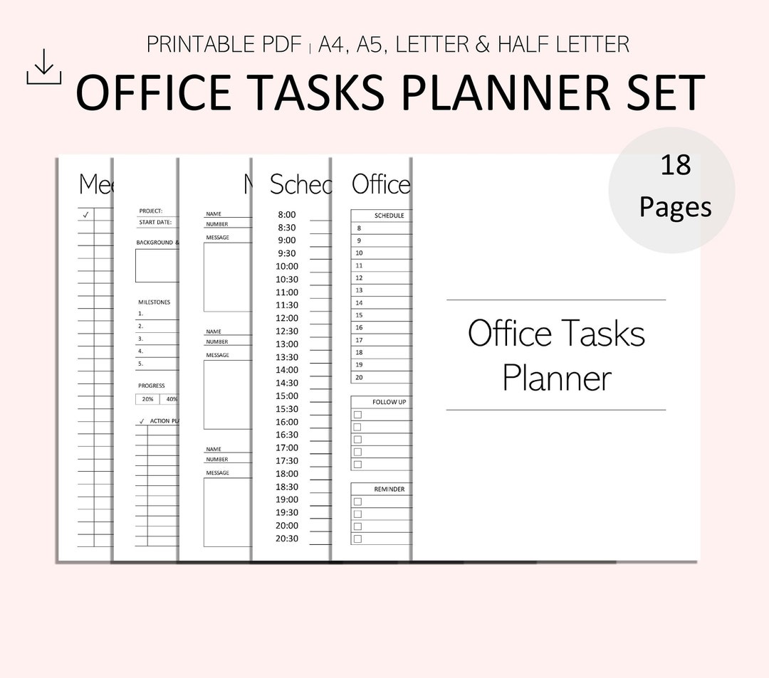 Office Tasks Planner Set -office Organizer Printables - Work Planner ...