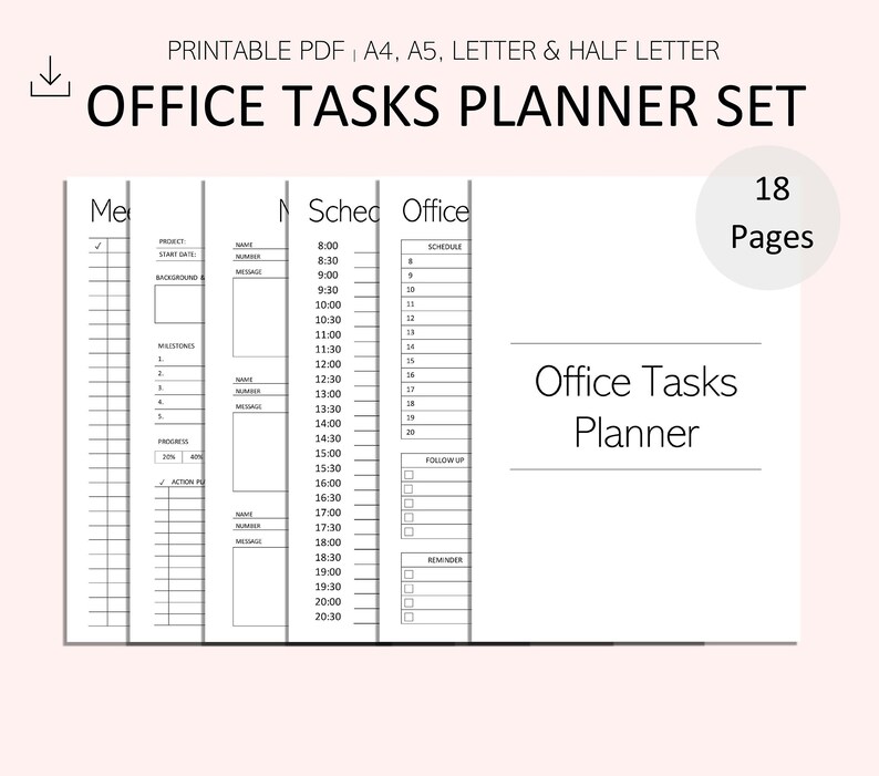 Office Tasks Planner Set office Organizer Printables Work - Etsy