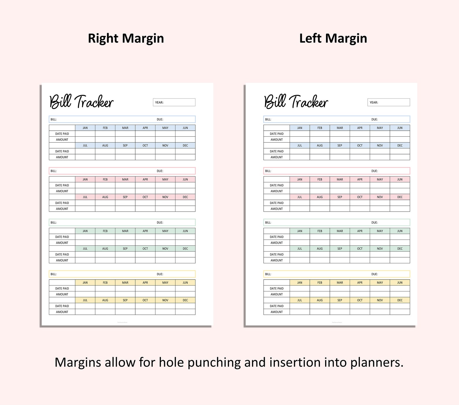 Editable Bill Tracker Tracker - Bill Log - Annual Bill Log - Utility ...
