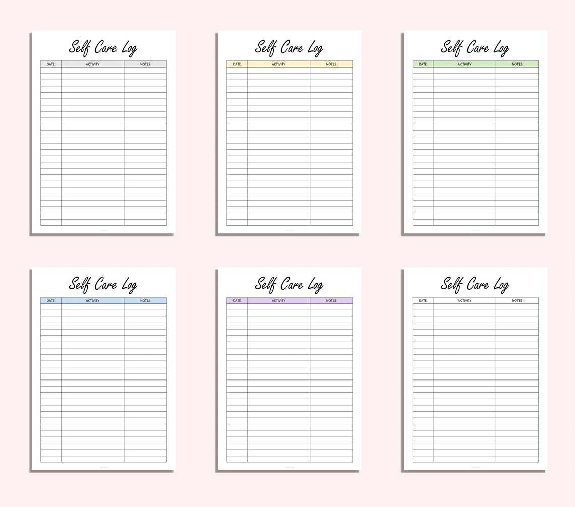 Self Care Log Self Care Tracker Habit Tracker Printable PDF A4 A5 ...