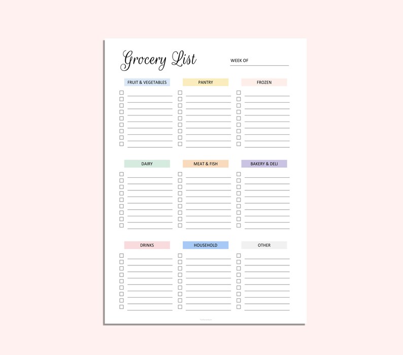 Editable Grocery List Shopping Checklist Printable PDF A4 A5 Letter - Etsy