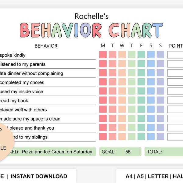 Behavior Chart - Etsy