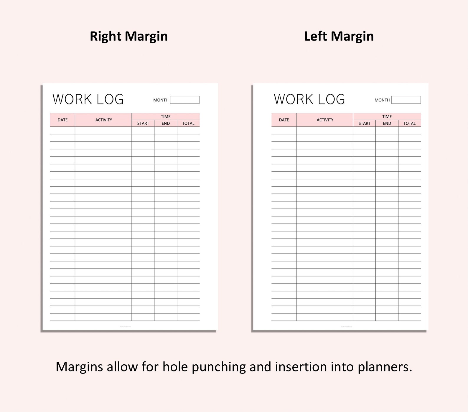 Work Log Printable - Time Spent Tracker - Time Log - Working Hours ...