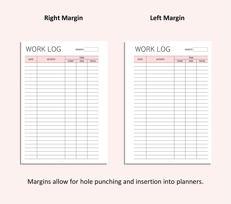 Work Log Printable Time Spent Tracker Time Log Working - Etsy Canada
