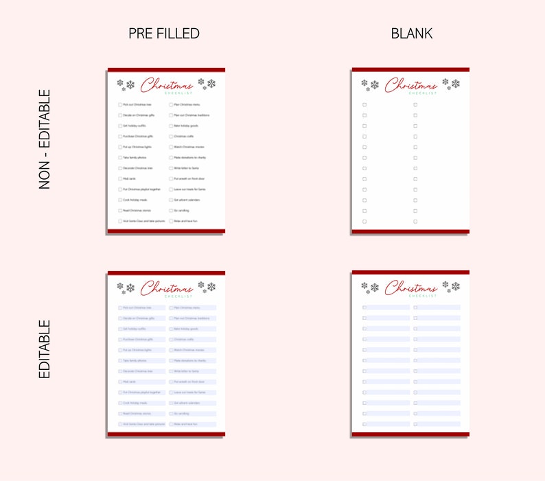 Editable Christmas Checklist Fillable Christmas Planner - Etsy