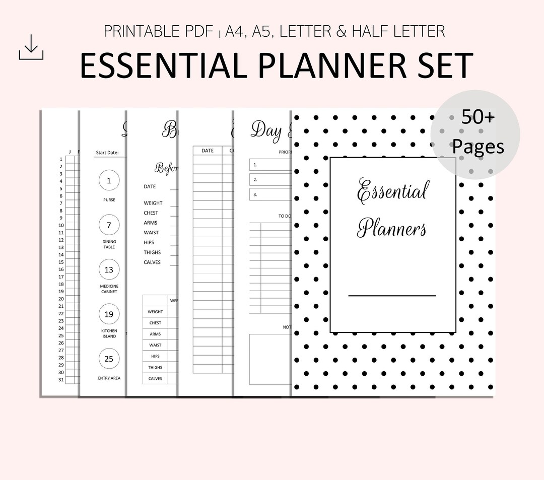 Essential Planners Printable Set Productivity Planners - Etsy