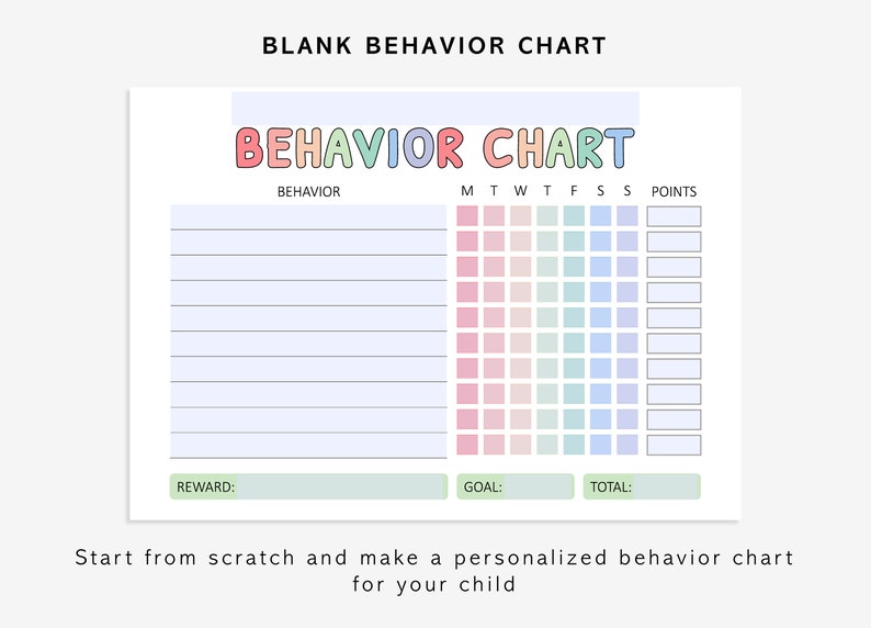 Behavior Chart - Children Behavior Tracker - Children Behavior Points ...