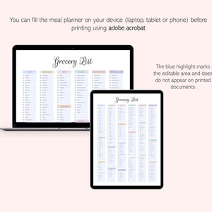 Editable Grocery Printable - Grocery Planner - Grocery Checklist - Food ...
