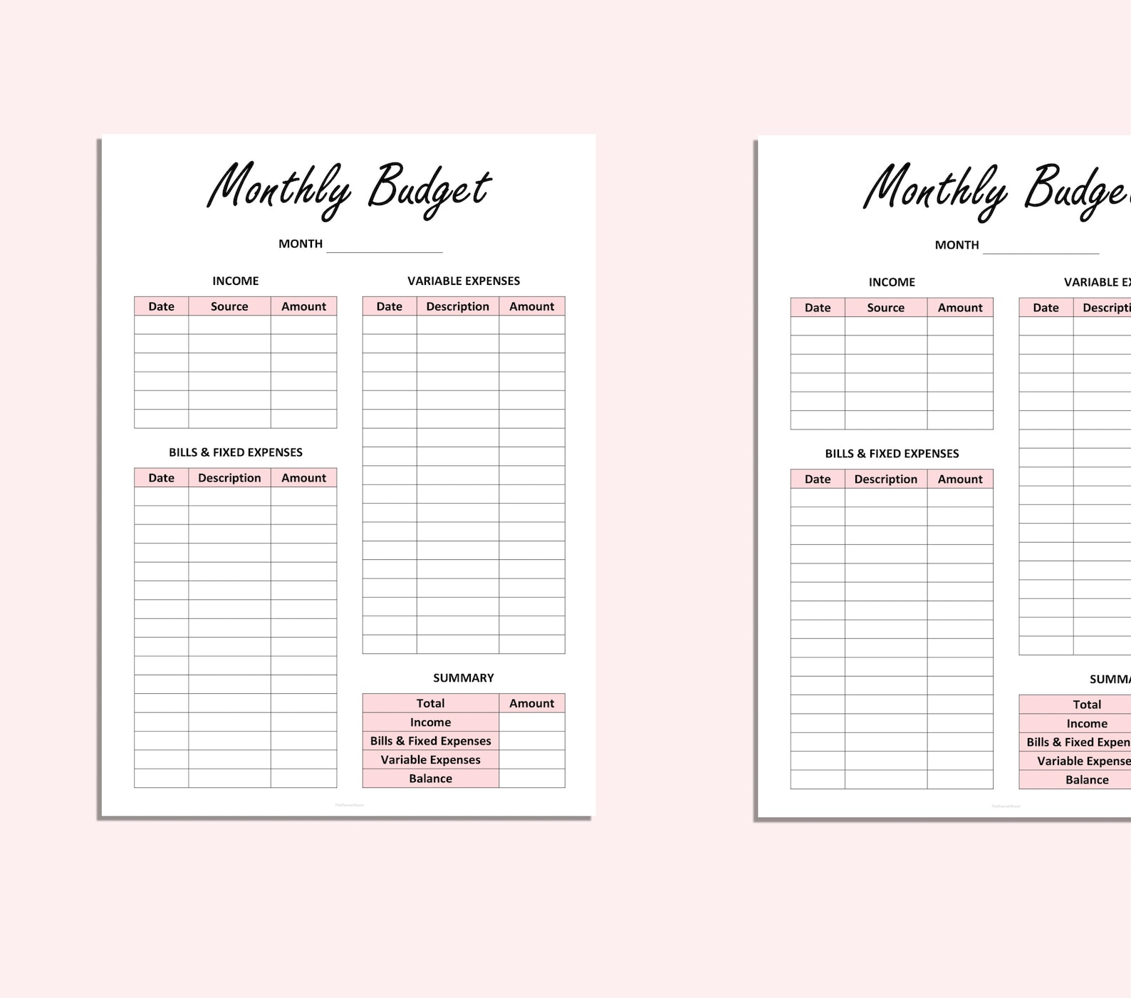 Monthly Budget Monthly Income and Expense Recorder Monthly - Etsy
